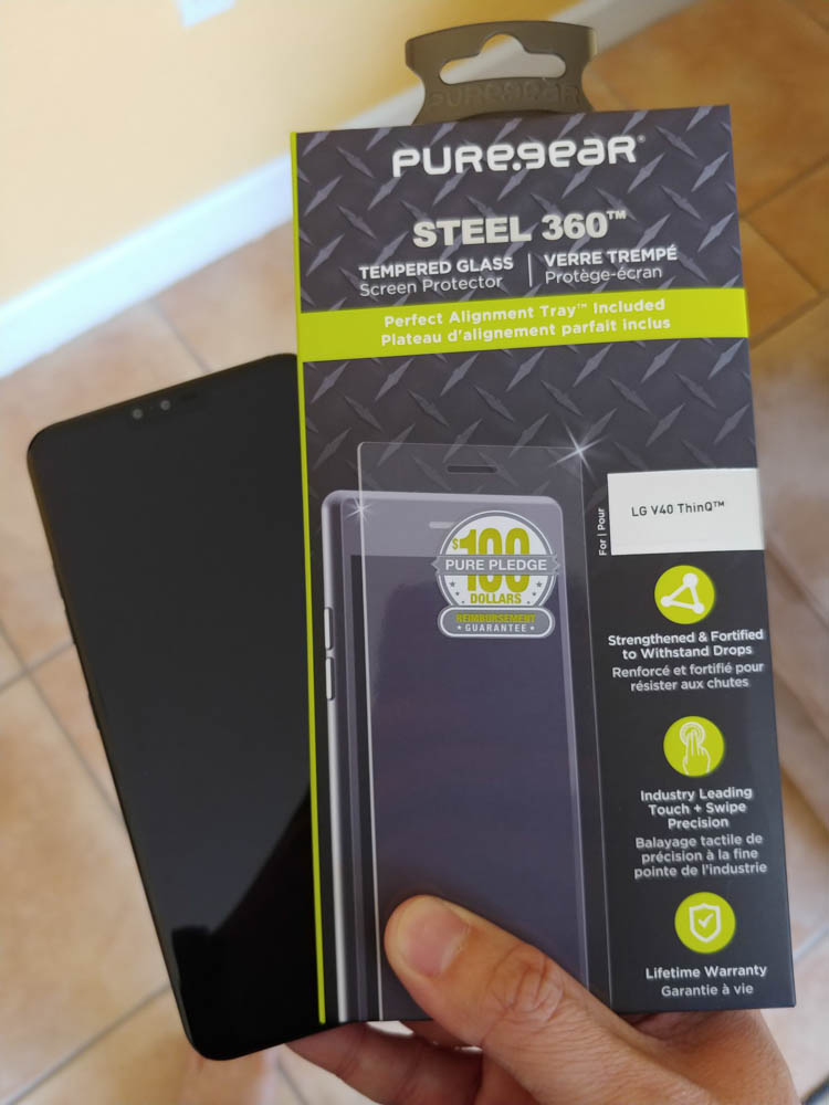 PureGear Steel 360 Tempered Glass Screen Protector for LG V40 ThinQ ...
